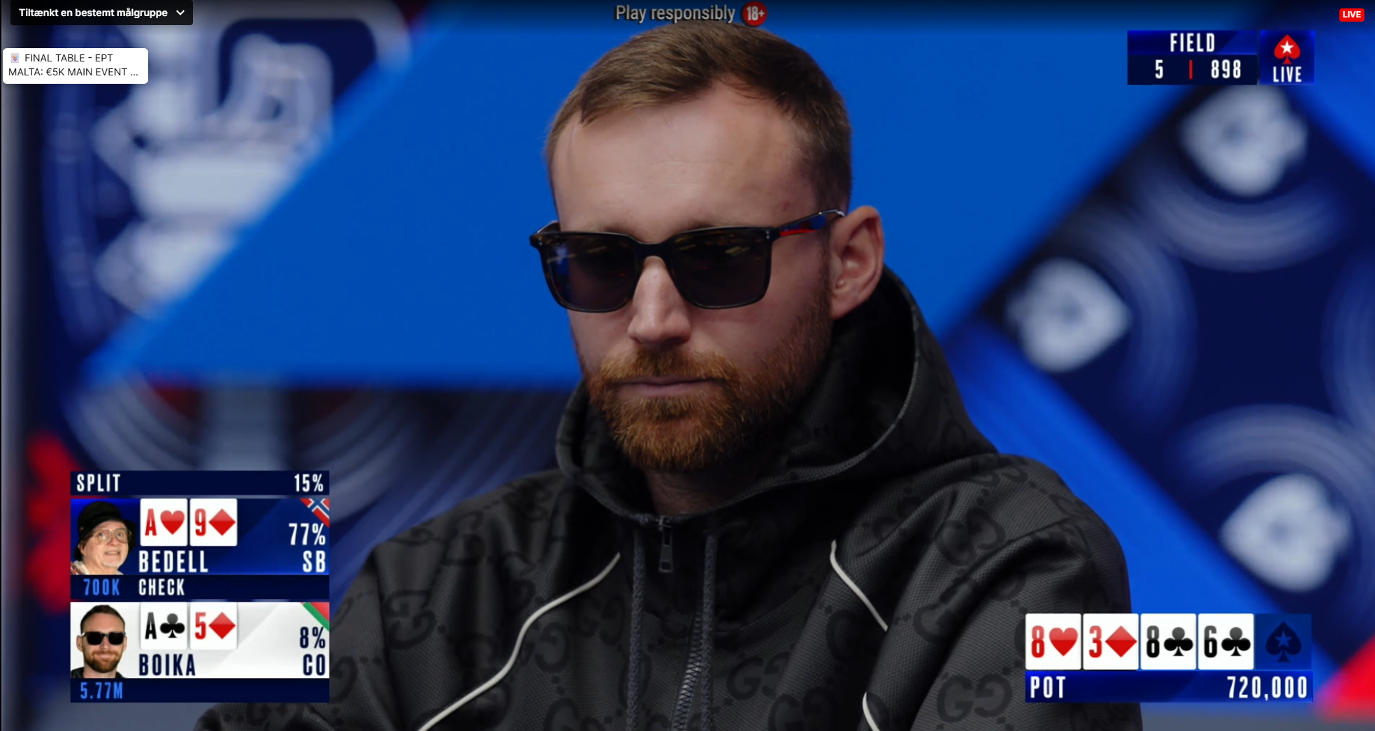 EPT Malta finalebordet kører nu - Dansk Poker